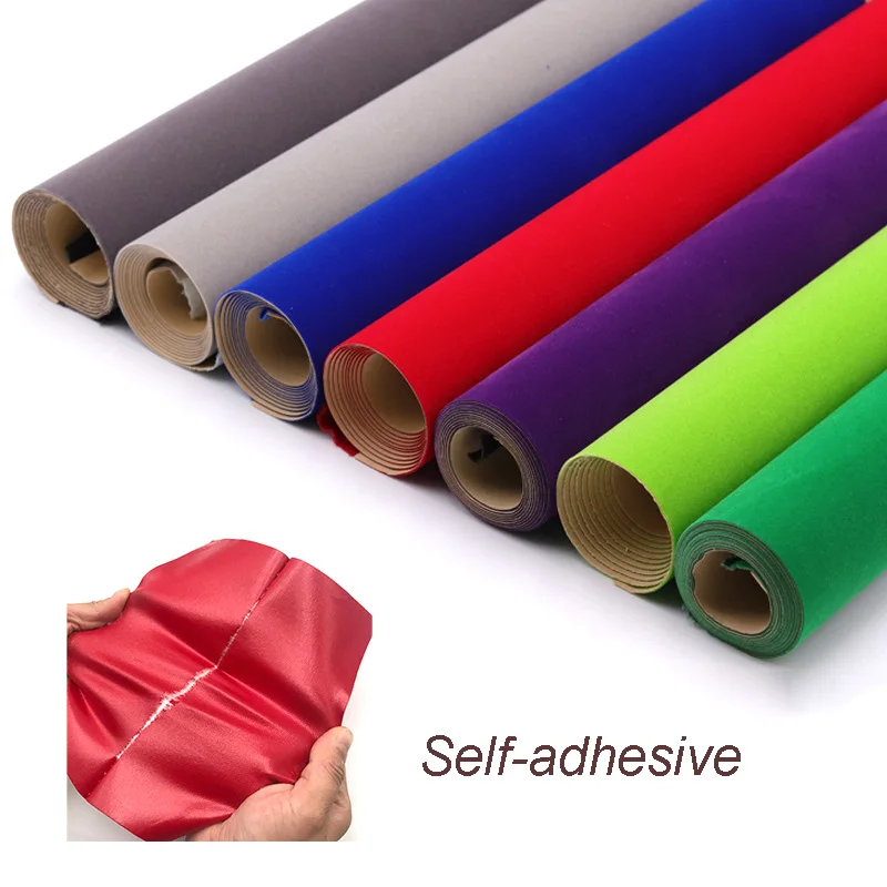 50*148cm Flocking Elasticity Self-adhesive Fabric Plush Velvet Surface ...