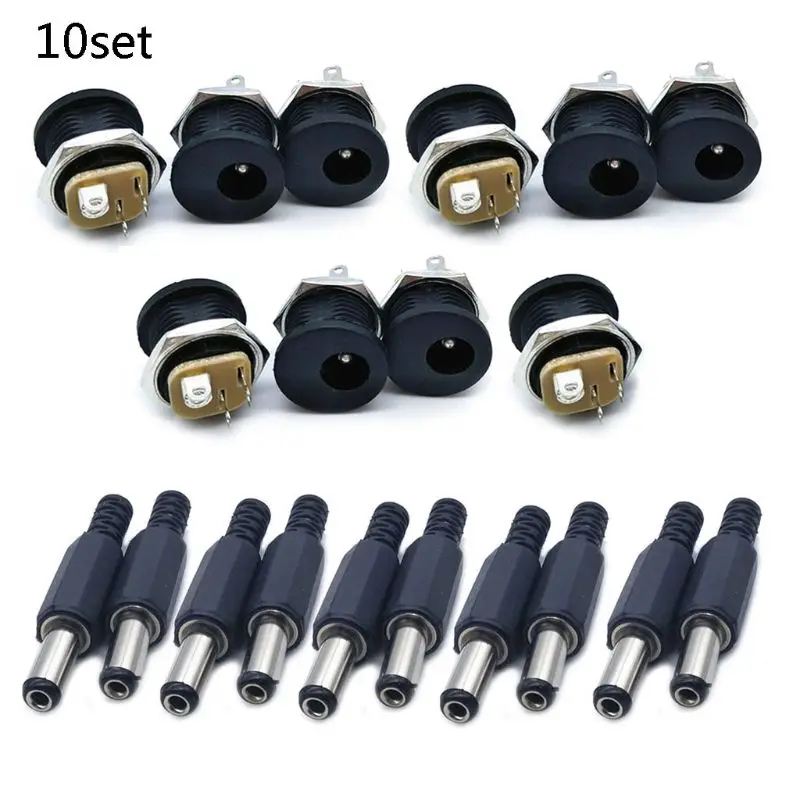 10pairs-set-DC-Power-Connector-Pin-Female-Male-Jack-Socket-Plug-Adapter ...