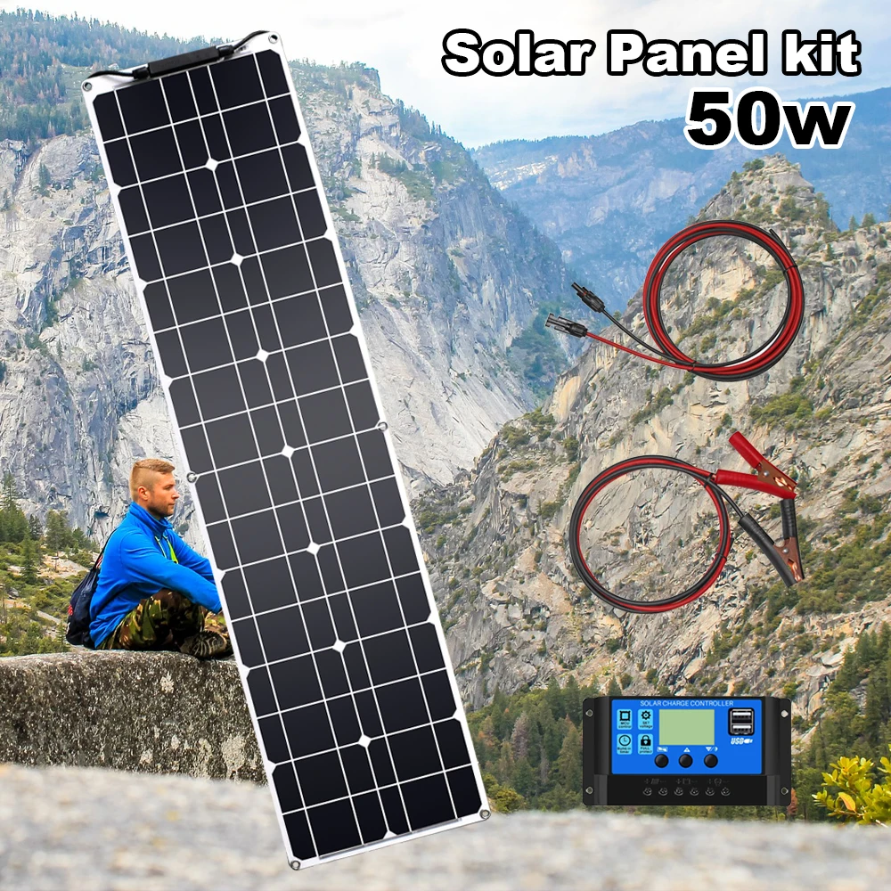 Solar Panel 12v 100w Monocrystalline Kit | 100w Flexible Solar Panels ...