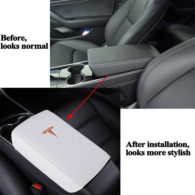 Leather Armrest Cover Cushion | Tesla Model 3 & Y | Tesla League