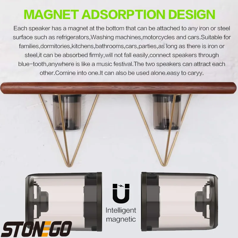 اسپیکر بلوتوثی دوقلو مگنتی STONEGO True Wireless Speakers - ترکیه متال شاپ