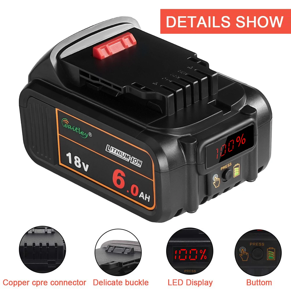Waitley Power Tool Battery Dewalt 20v | 18v Dewalt Rechargeable Battery ...