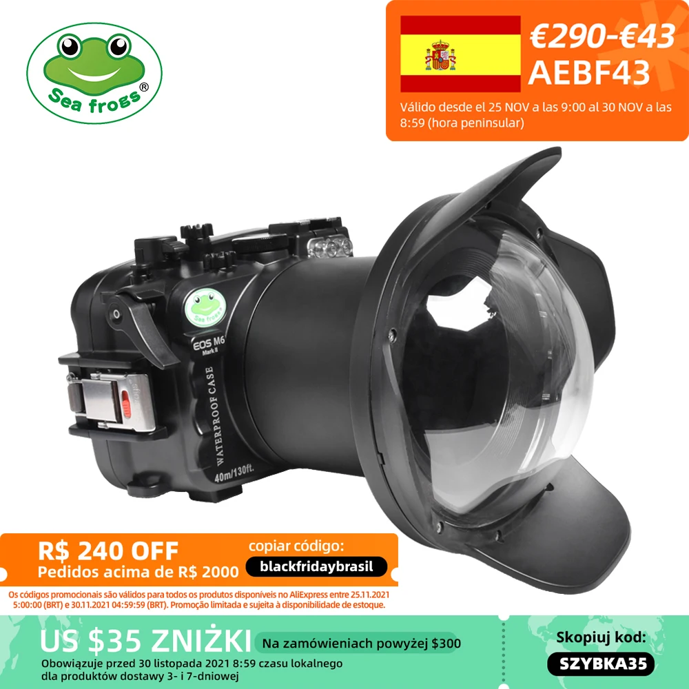 Seafrogs 40m/130ft Underwater Camera Housing Case For Canon EOS M6 Mark ...