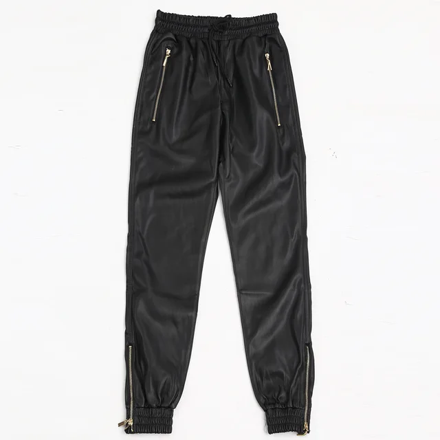 #2209 Autumn Winter Motorcycle Jogger Pants Casual Pencil Harem Faux ...