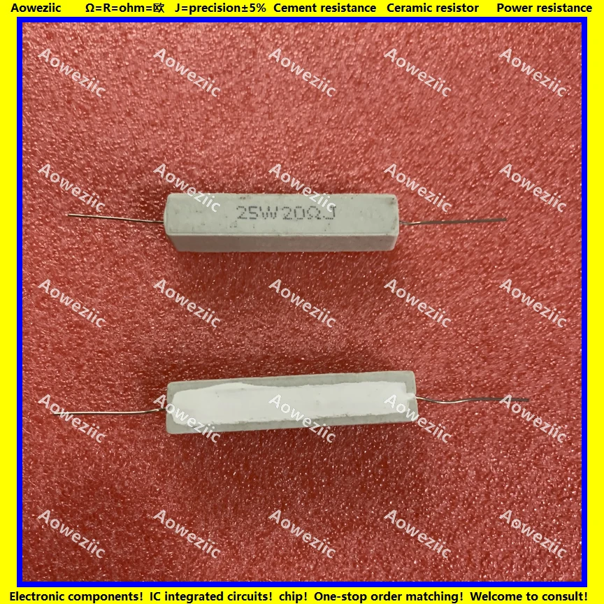 10Pcs 25W 20 ohm 25W20RJ 25W20ΩJ 25W20R 20ohm RX27 Horizontal cement ...
