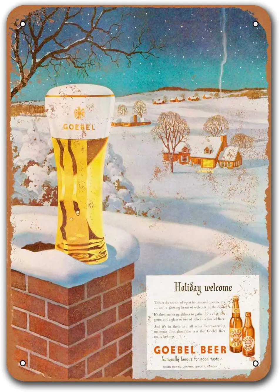 Vintage Metal Sign Goebel Beer for The Holidays Bar Tin Signs, Sisoso ...