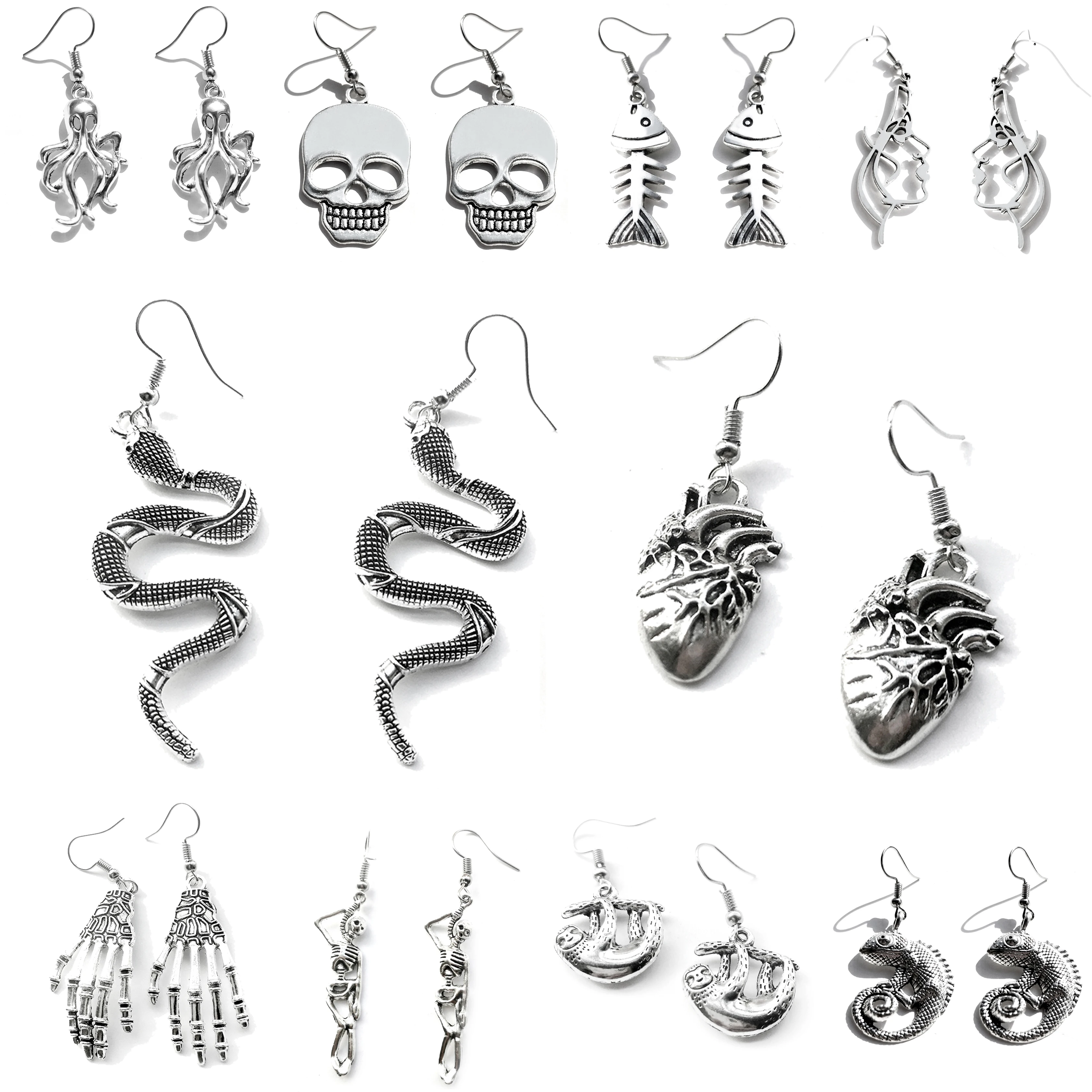 Women Earrings Fashion Skull UFO Zombie Grim Reaper Octopus Bear Drop ...