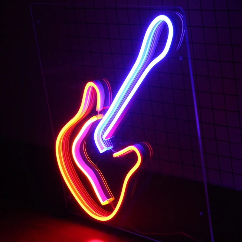 Wall Décor Guitar neon light Music led wall art Guitar led sign Music ...