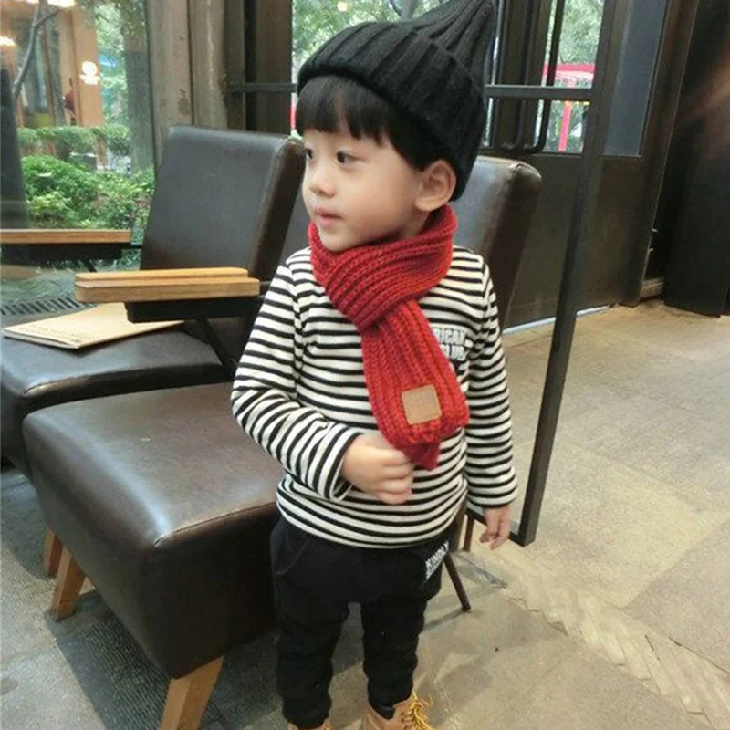 Winter Warm Kids Scarves Baby Boys Girls Scarf Solid Soft Knit Scarf ...