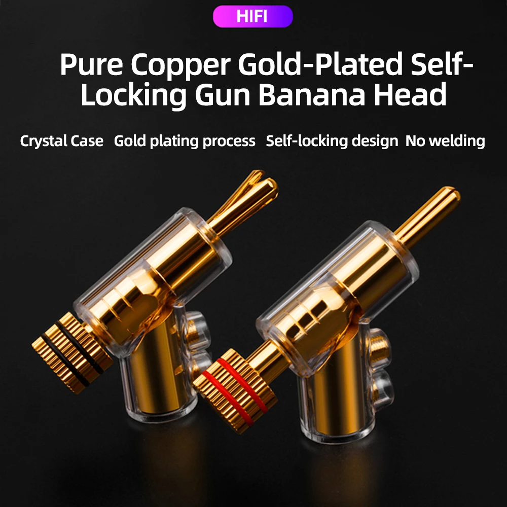 Audio Banana Plug Hifi Male Banana Plug Gold Plated Lockable Gun Plug ...