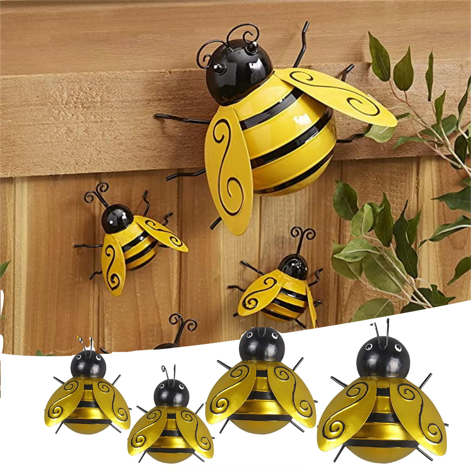 Happy Bee Day Garden Decoration Insect Statue Countryside Style Metal ...