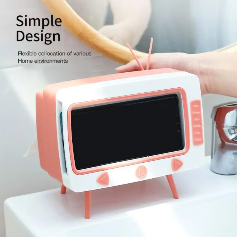 2 In 1 Tv Mobile Phone Stand With Tissue Box Home Simple Cute Cellphone ...
