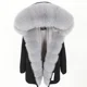 MaoMaoKong Natural Real Fox Fur Jacket Hooded Black Waterproof Woman Winter Warm Coat Parkas ...