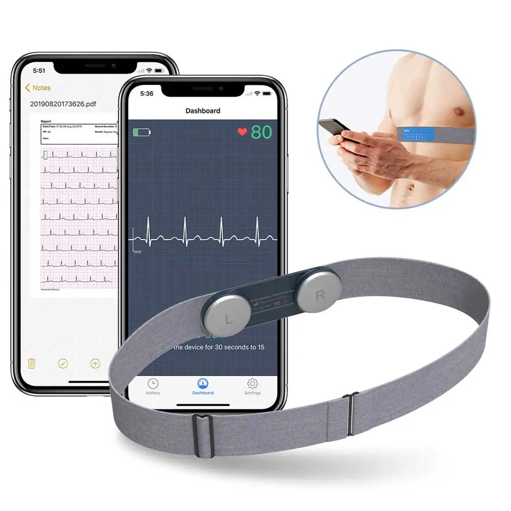 Bluetooth ECG Holter Heart Monitor Portable Hand-held & Wearable EKG Monitoring Bluetooth ECG ...