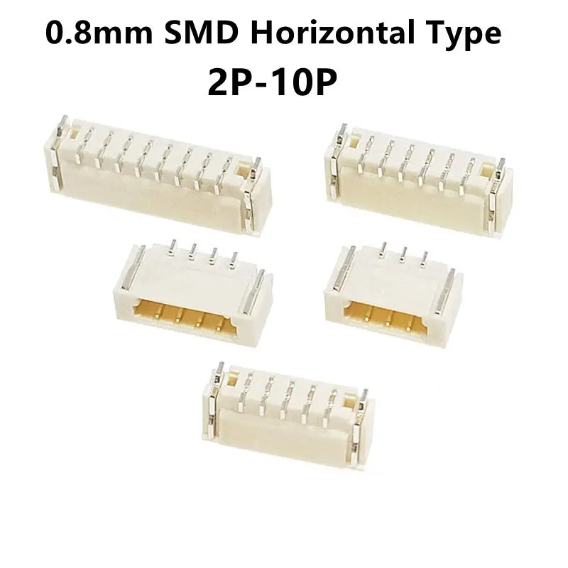 10pcs Jst 0.8mm Pitch Idc Connector Smd Horizontal Type Socket 2p 3p 4p ...