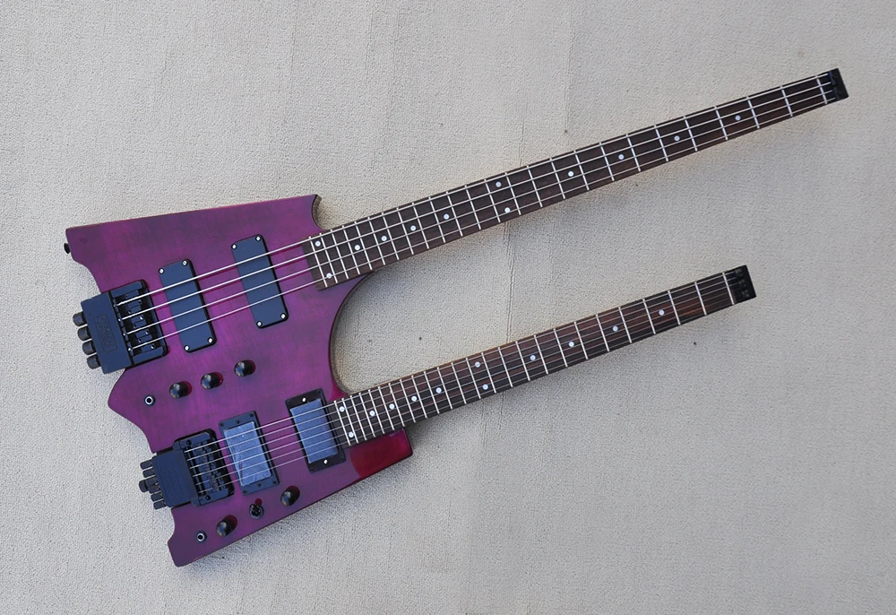 Double-Neck-Purple-Body-Electric-Guitar-with-Black-Hardware-Maple ...