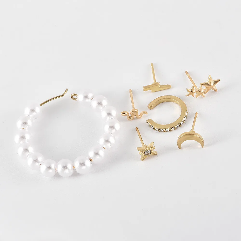 MLING 7 шт./компл. Винтаж золотистые серьги с кристаллами в богемном ...