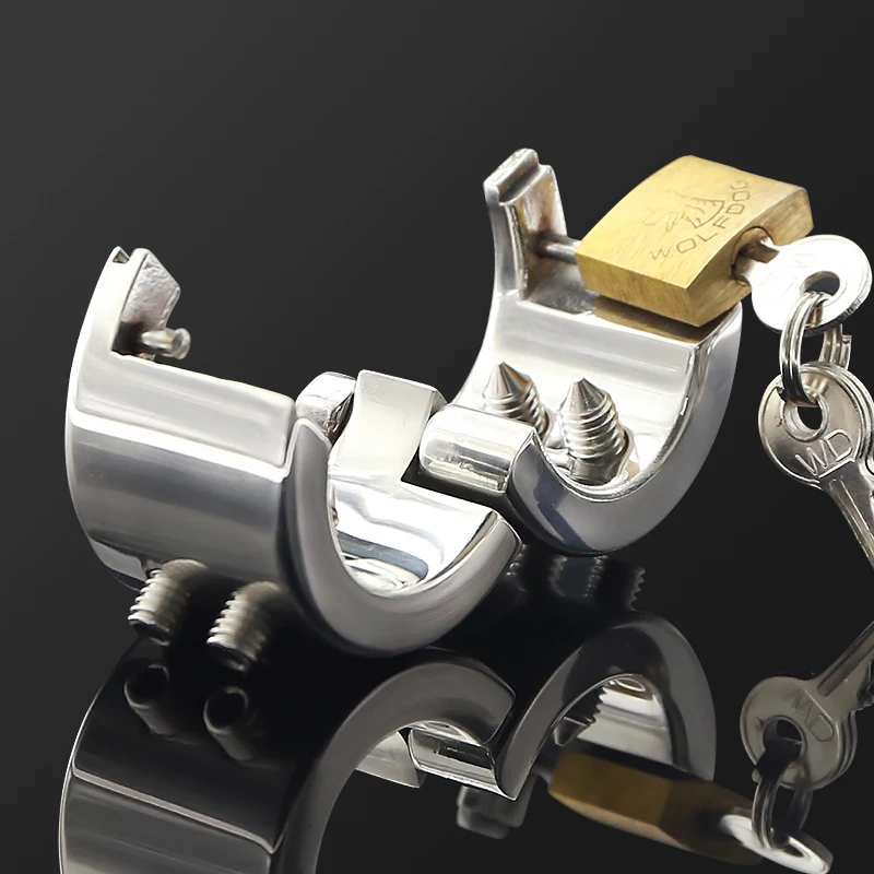 Piercing Chamber Ball Stretcher Cock Ring Lock Metal Scrotum Pendant ...