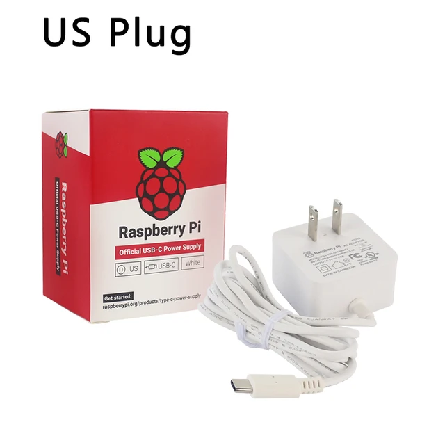 Original Raspberry Pi 4 Official USB-C Power Supply 5.1V 3A White Power ...