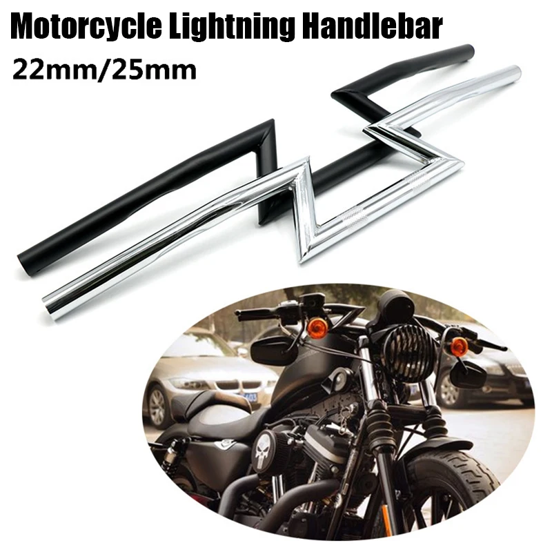 Black-Chrome-Motorcycle-Handle-Bar-In-1-25mm-Drag-Z-Bar-Handlebar-For ...