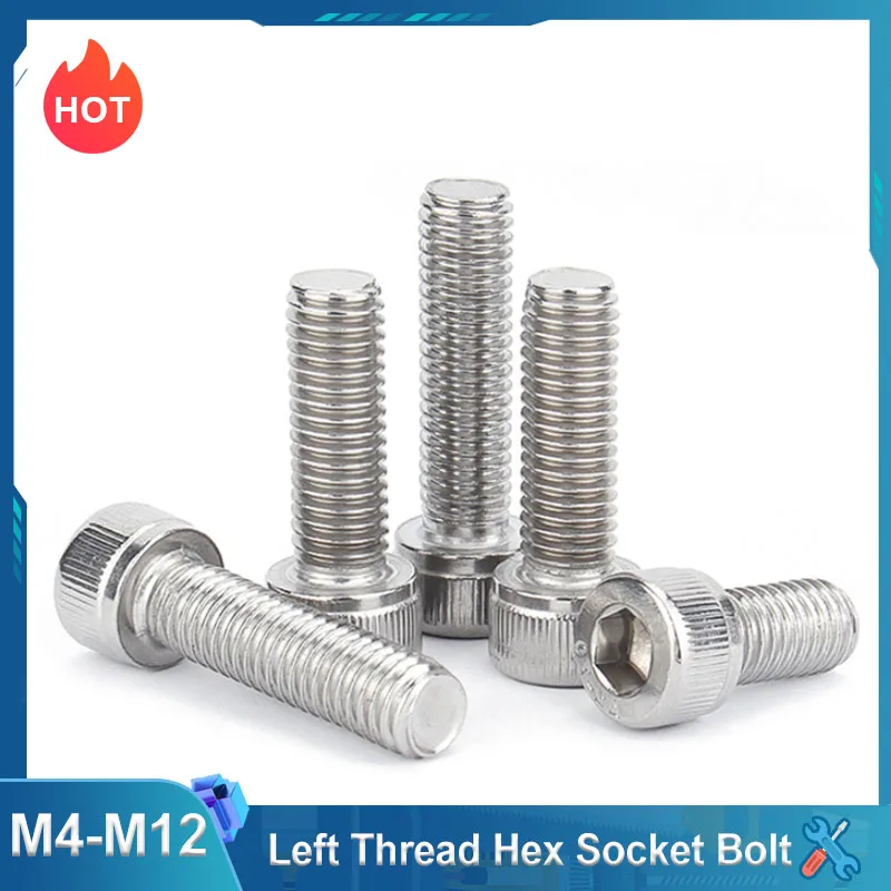 M4 M5 M6 M8 M10 M12 왼쪽 역방향 나사 육각 육각 홀 붙이 볼트 머리 나사 볼트 304 스테인레스 스틸 왼쪽 이빨 ...