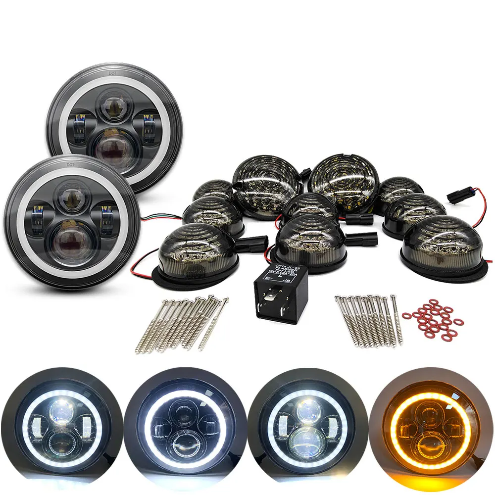DOT-EMARK-per-Land-Rover-Defender-fari-a-LED-da-7-pollici-10PCs-lampada ...
