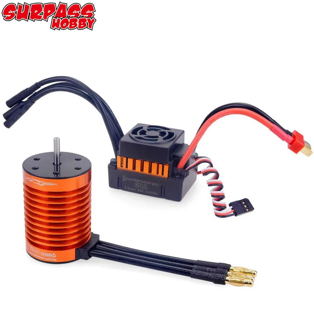 Surpass Hobby Motor sin escobillas a prueba de agua, 1:10, F540, 3300KV, 4370KV, con 60A ...
