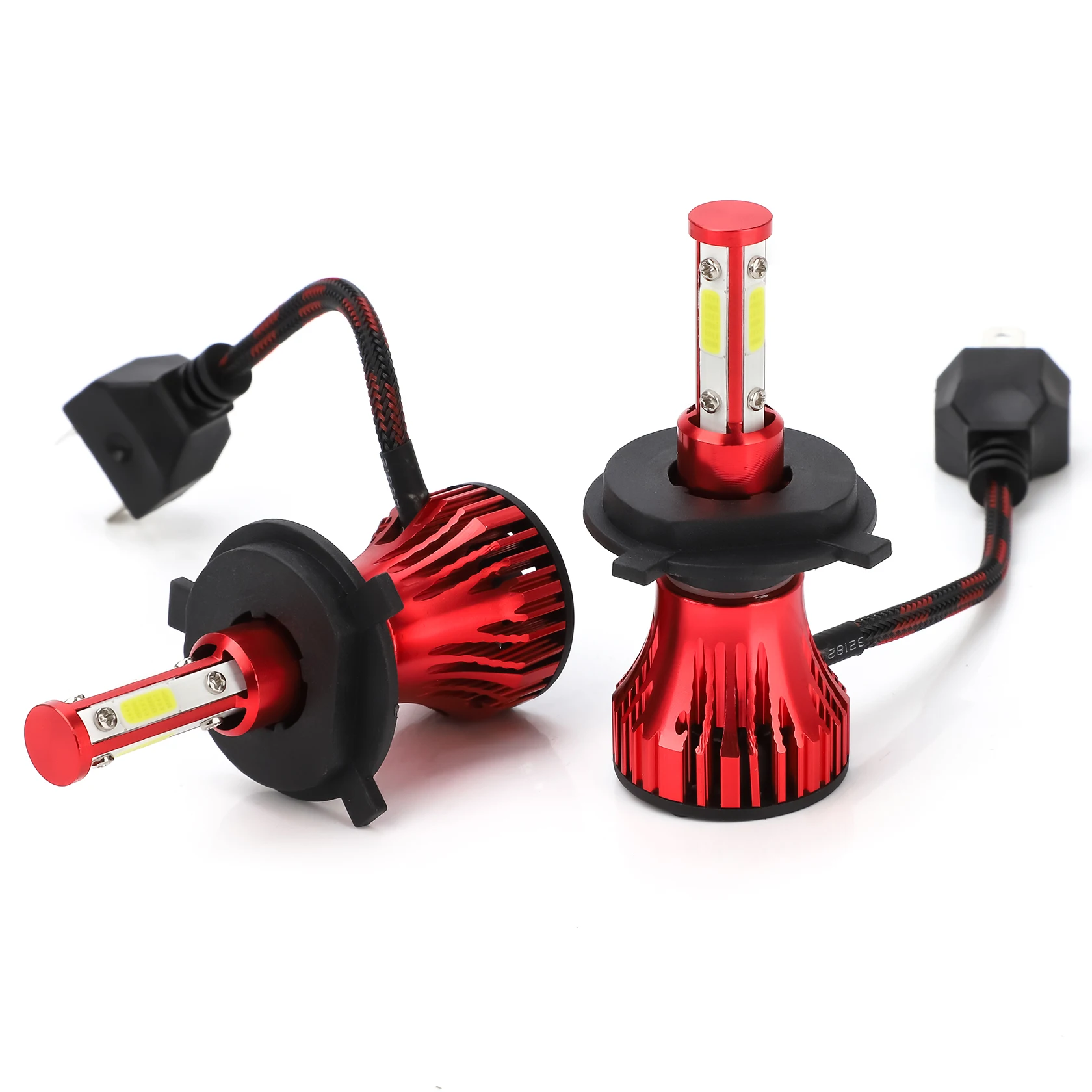H4 9003 4 면 헤드 라이트 전구 키트, 하이/로우 빔 포그 6500K 화이트 슈퍼 브라이트 파워|자동차 라이트 전구 ...