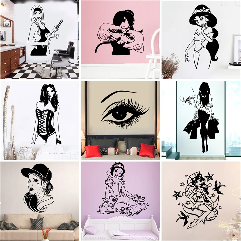 Fashion-Style-Sexy-Girls-And-Lady-Wall-Stickers-Wall-Decor-For-Living ...