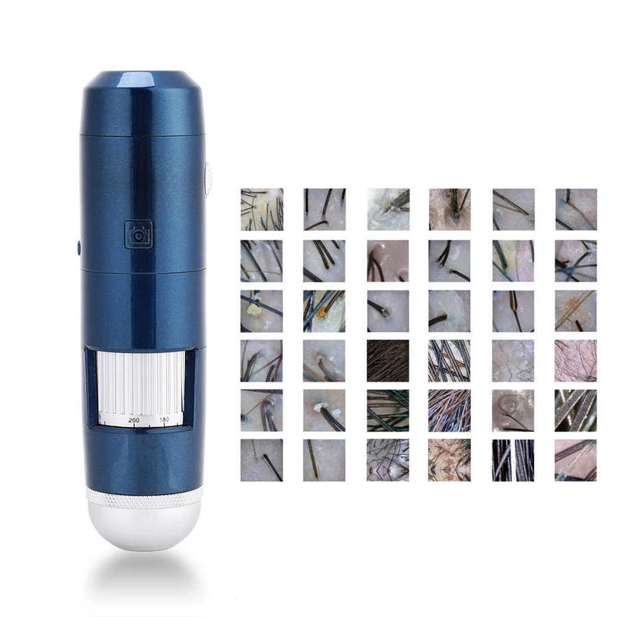 Skin Hair Scalp Detector,5-200X Wireless Wifi+USB Digital Microscope ...
