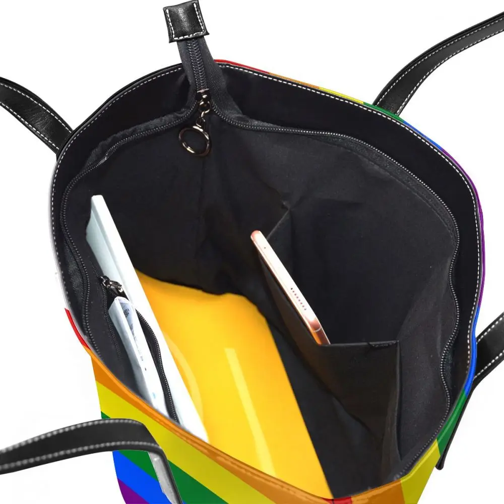 Rainbow Gay Pride Flag PU Leather Tote Bag - Queerks™