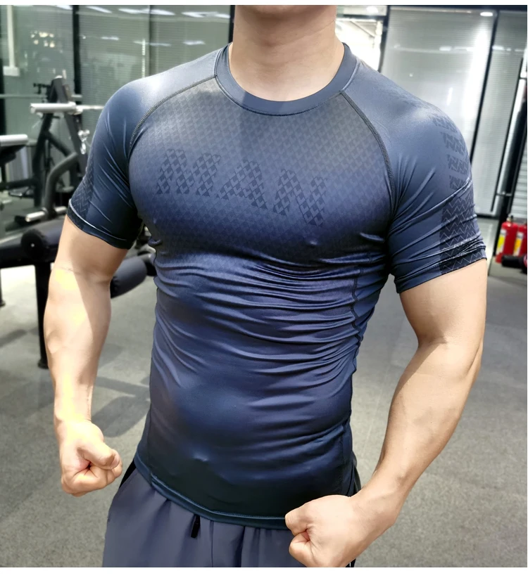 Compression Quick Dry Men's Printed Gym Workout T Shirt - Men's Fitness ...