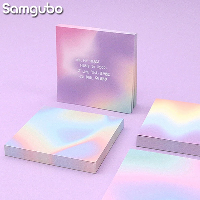 64sheets/pack Kawaii Cute Colorful Gradient Rainbow Memo Pad Notepad No ...