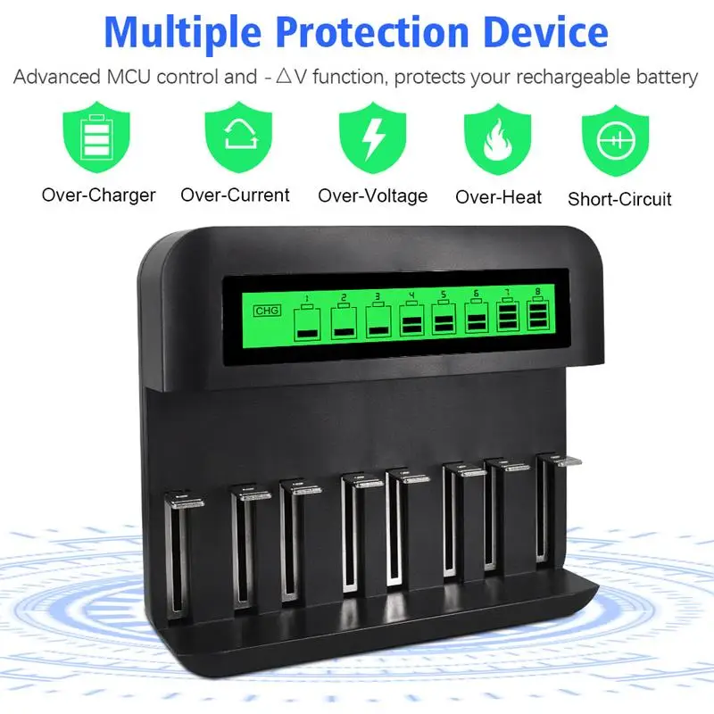 8 Slot Multi Function Battery Charger USB Powered AA/AAA/C/D ...