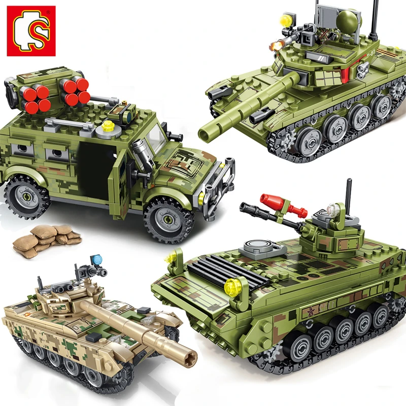 Sembo Military Panzer Tank Vehicle Model Building Blocks Ww2 Army ...