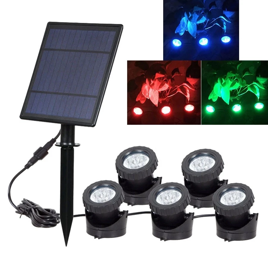 Solar Landscape Spotlight RGB Pond Light IP68 Waterproof Solar ...