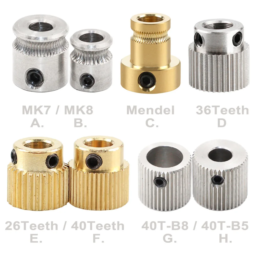 MK7 MK8 Extruder 26/36/40 teeth Gear Reprap Mendel Extruder Drive Gear ...