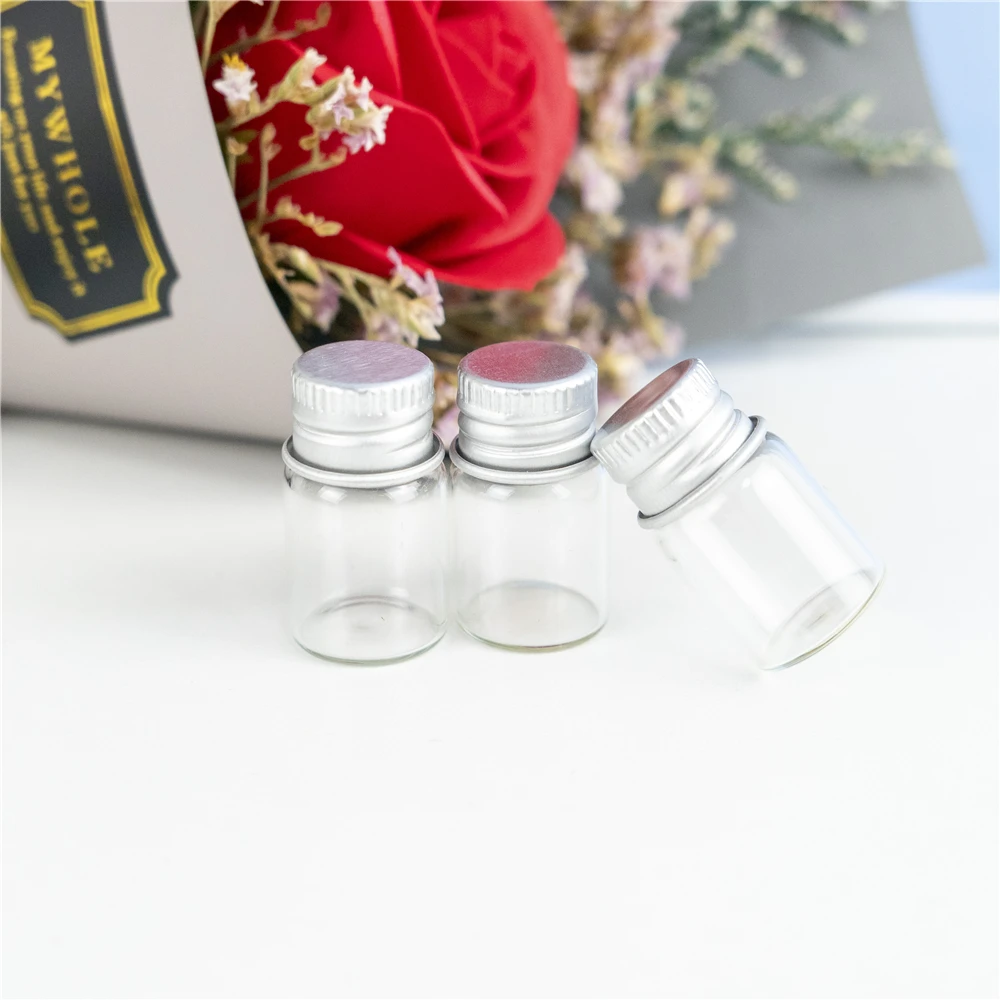 24Pcs-2ml-Bayonet-Glass-Container-with-Silver-Spiral-Aluminum-Lid-Small ...