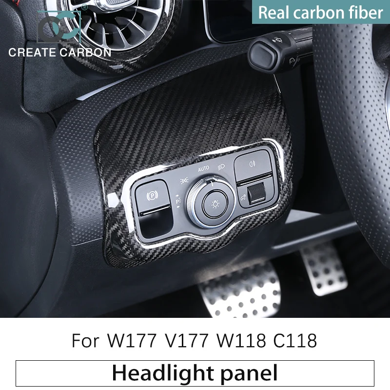 Real-Carbon-Fiber-Headlight-Button-Control-Sticker-For-Benz-Automotive ...