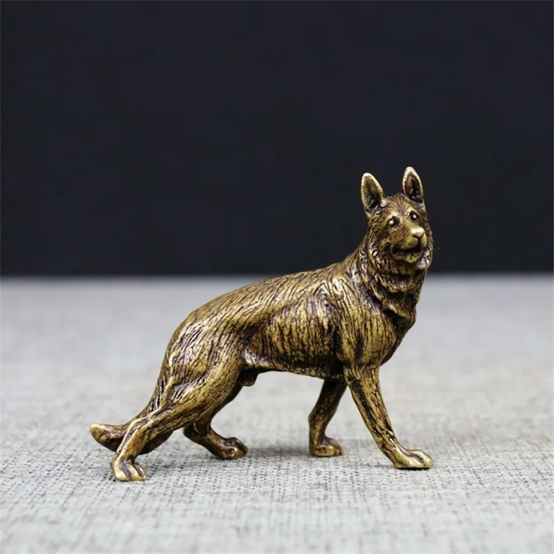 Creative Brass Wolf Vintage Simulated Animal Statue Metal Figure Props ...