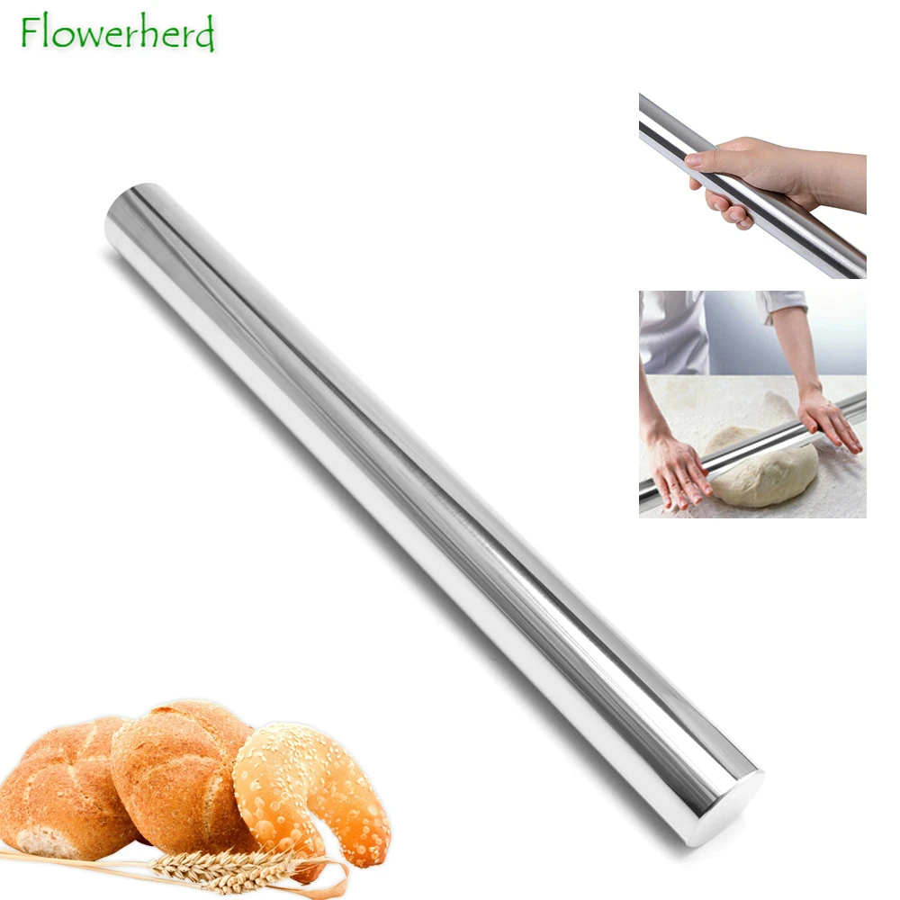 15-75-304-Stainless-Steel-Rolling-Pin-Smooth-Dough-Roller-Crafts-Baking ...