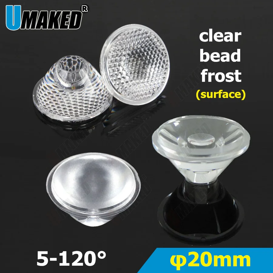 20mm 5 8 15 30 45 60 90 120 Degree PMMA Clear/frosted LED Lens For 1W ...