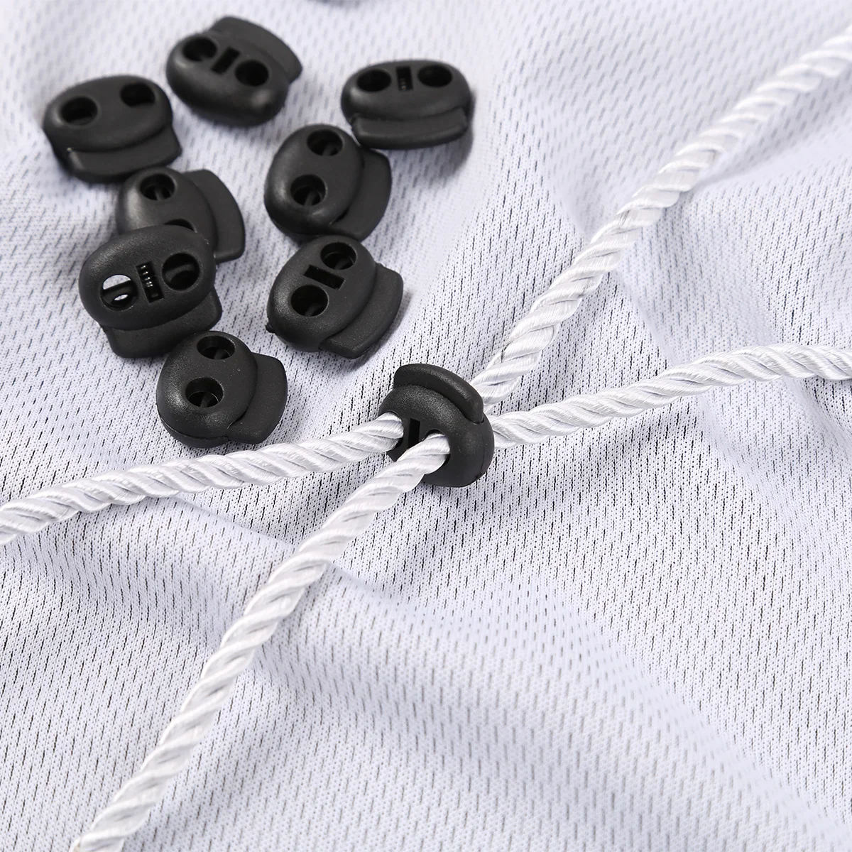 50Pc-Double-Hole-Spring-Loaded-Cord-Stoppers-Plastic-Cord-Lock-End ...
