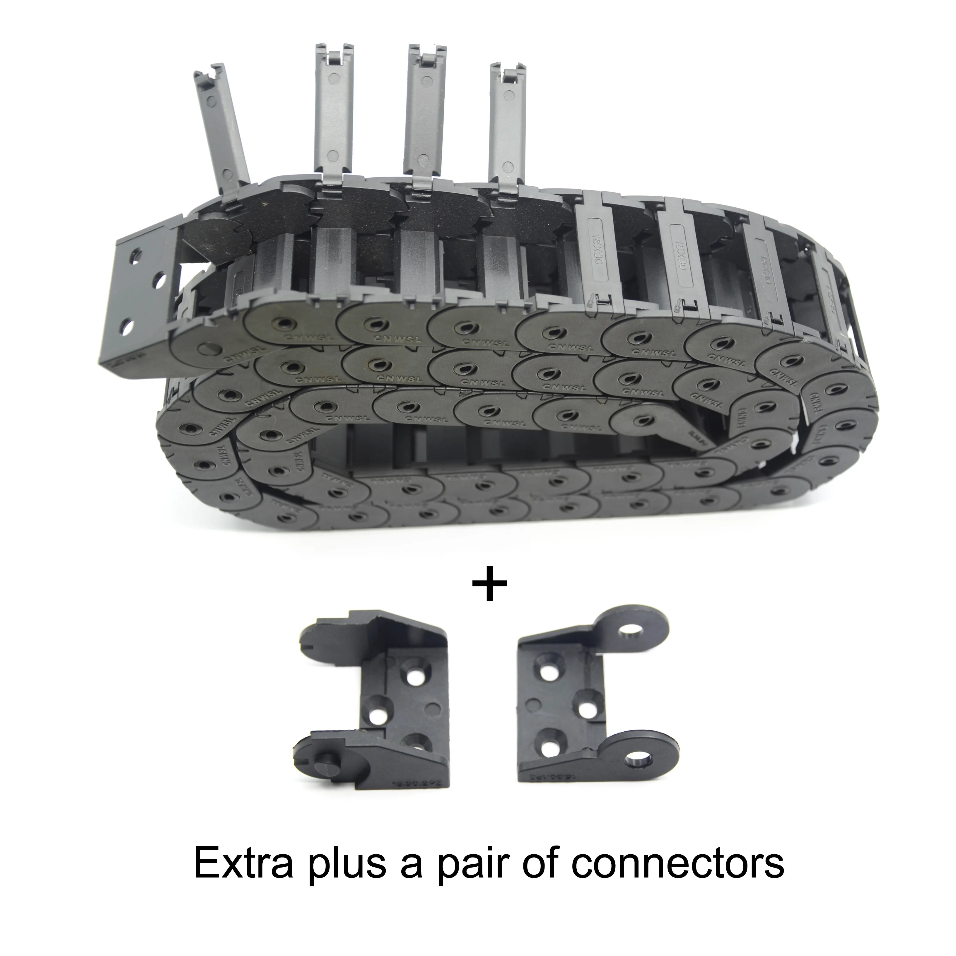 15x30mm Drag Chain Length 1Meter Outside Open Type Black Plastic Cable ...