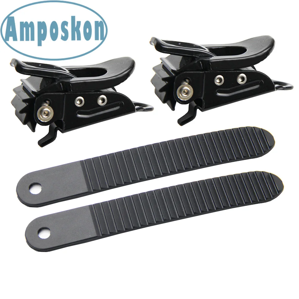 1-Set-Black-Snowboard-2-Buckles-With-2-Straps-For-Snowboard-Strap-In ...