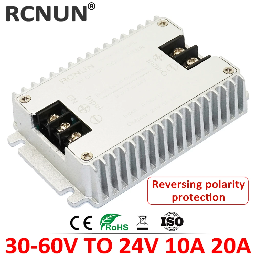 RCNUN New Design 36V 48V to 24V 10A 20A DC DC Power Converter Step Down 30 60 Volt to 12 Volt ...