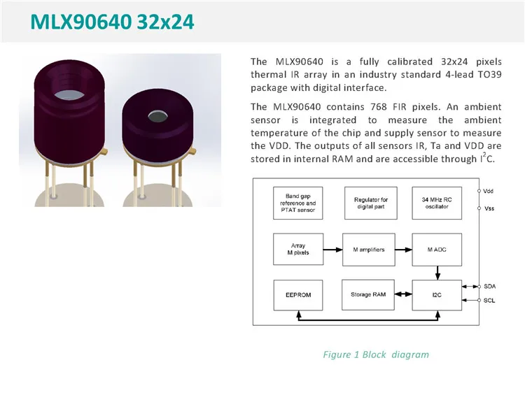 MLX90640 카메라 모듈 열 이미지 온도 센서 32x24 IR 적외선 어레이 온도 측정 도트 매트릭스 32*24 MLX90 ...