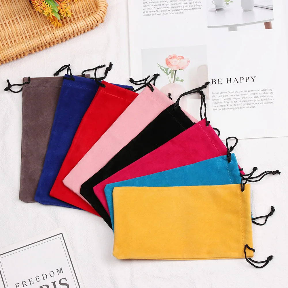Solid Color Soft Sunglasses Bags Colorful Drawstring Eyeglasses Pouch ...