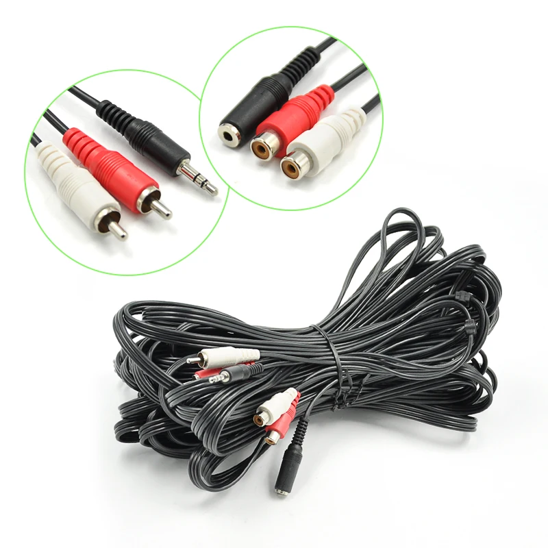 50ft RCA Female To Male 3.5mm Audio Speaker Cable For Bose Acoustimass ...