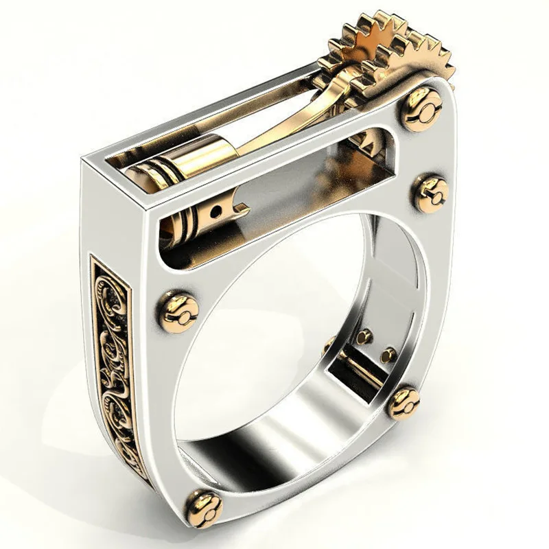 Mechanical Gear Wheel Men Fashion Punk Wedding Finger Rings Hip hop ...